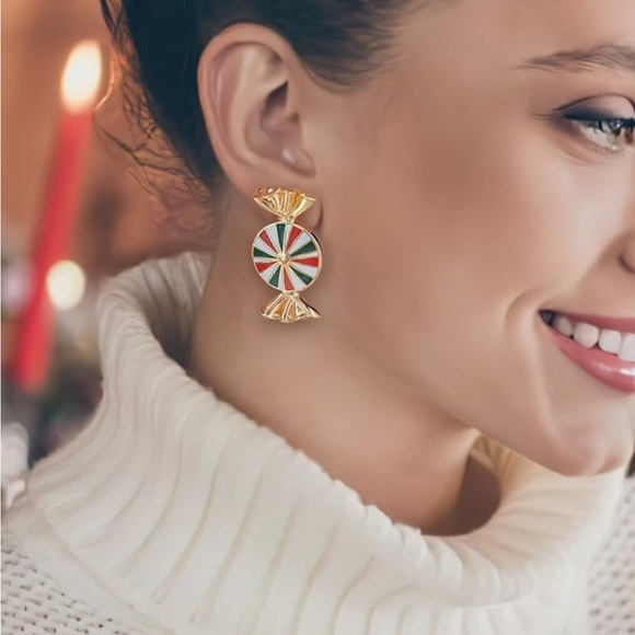 Fine Jewelry | Jewelry | 4k Peppermint Christmas Candy Cane Earrings ...